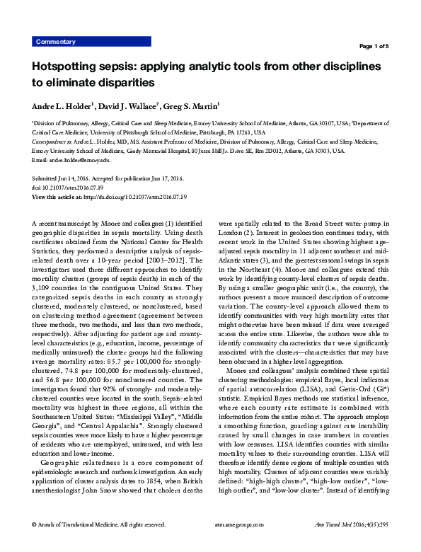 (PDF) Hotspotting sepsis: applying analytic tools from other ...