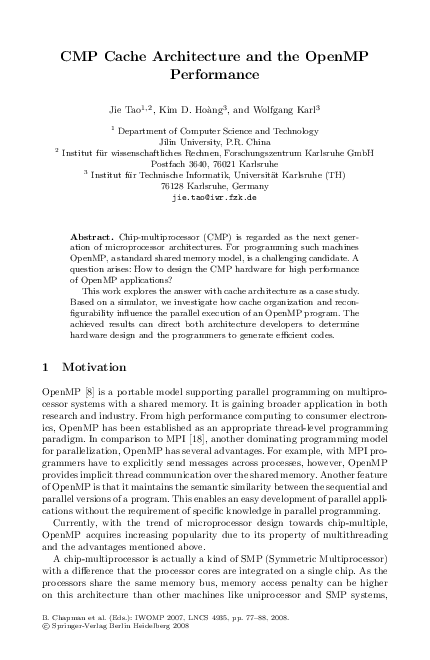 (PDF) CMP Cache Architecture and the OpenMP Performance