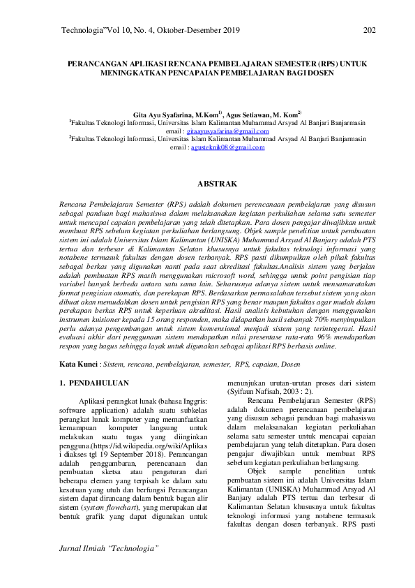 (PDF) Perancangan Aplikasi Rencana Pembelajaran Semester (RPS) Untuk ...