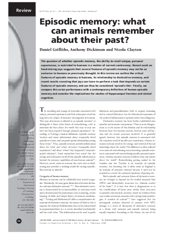 (PDF) Episodic memory: what can animals remember about their past?