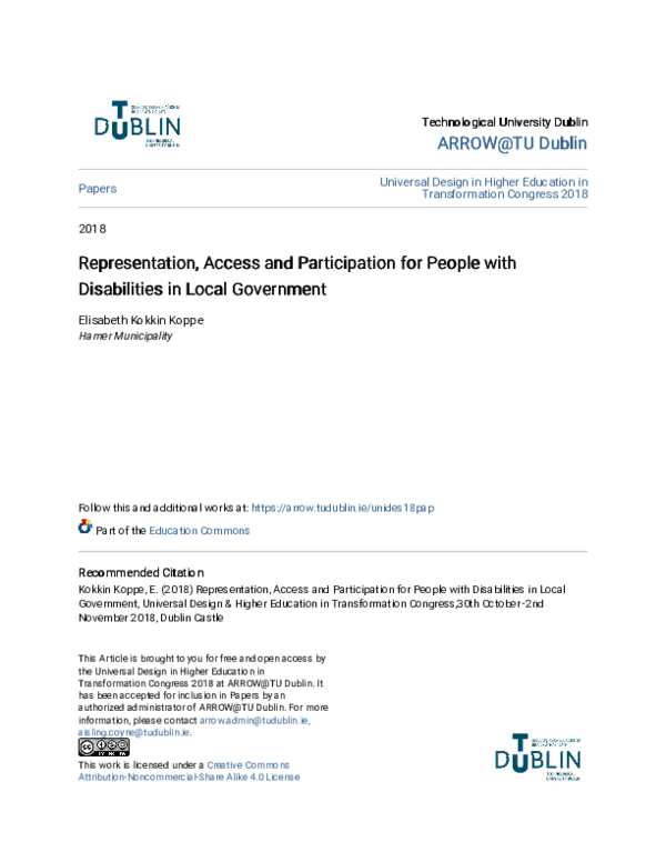 (PDF) Representation, Access and Participation for People with ...