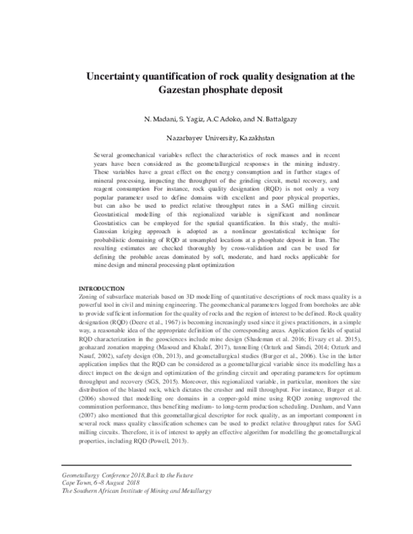 (PDF) Uncertainty quantification of rock quality designation at the ...