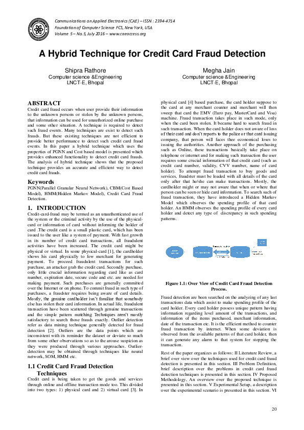 (PDF) A Hybrid Technique for Credit Card Fraud Detection