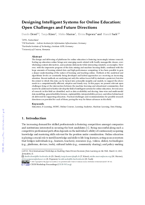 (PDF) Designing Intelligent Systems for Online Education: Open ...