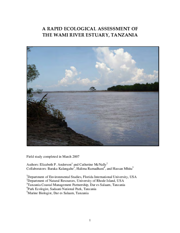 (PDF) A Rapid Ecological Assessment of the Wami River Estuary, Tanzania