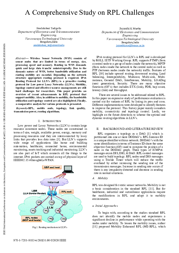 (PDF) A Comprehensive Study on RPL Challenges