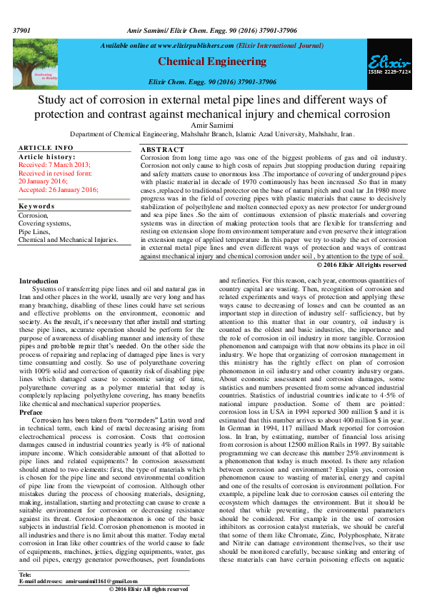 (PDF) Study act of corrosion in external metal pipe lines and different ...