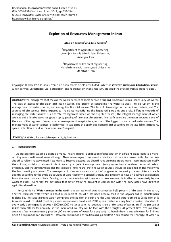 (PDF) Explotion of Resources Management in Iran | Amir Samimi ...
