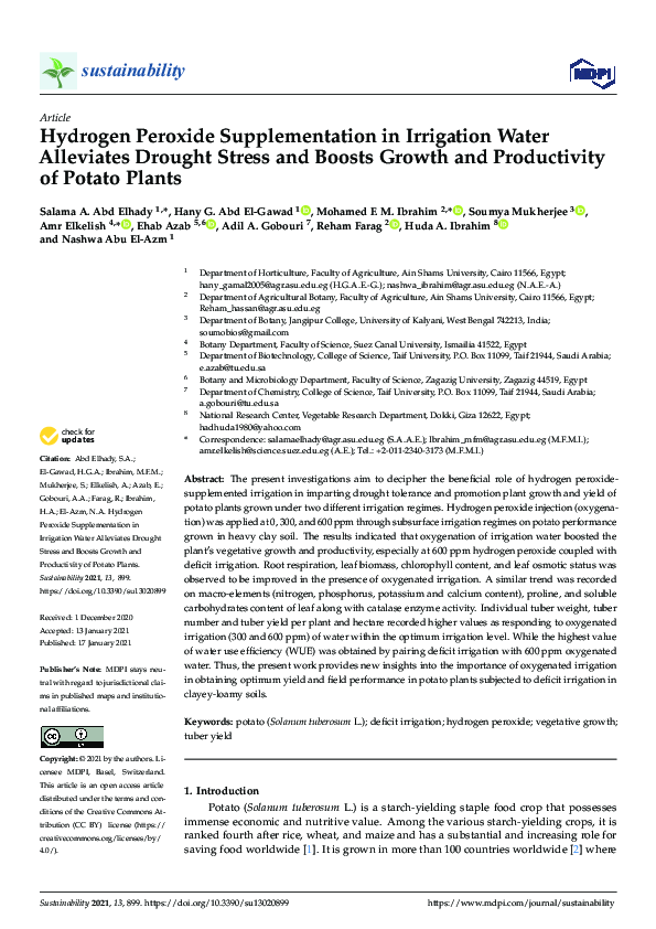 (PDF) Hydrogen Peroxide Supplementation in Irrigation Water Alleviates ...