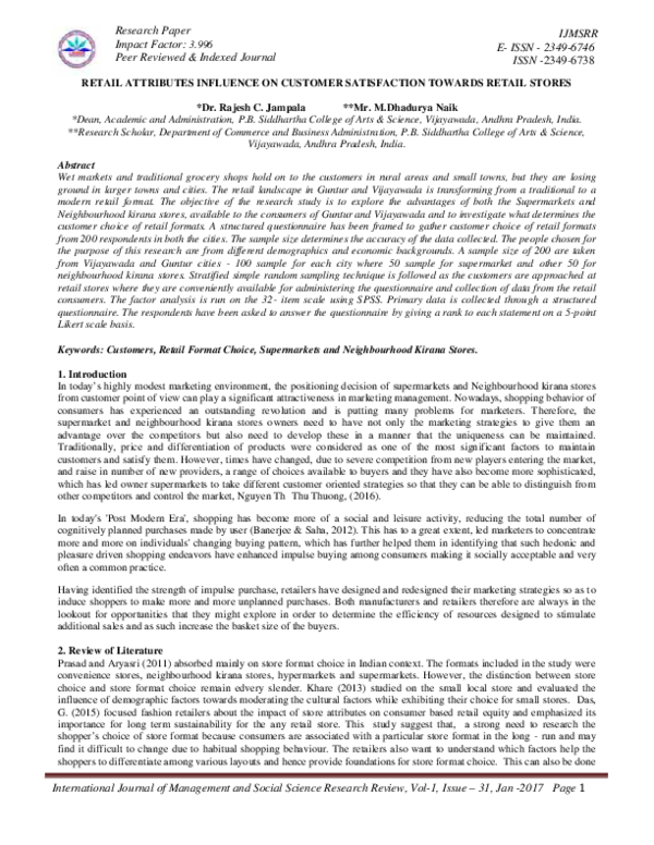 (PDF) Retail Attributes Influence on Customer Satisfaction Towards ...