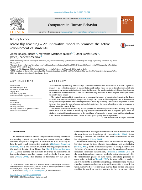 (PDF) Micro flip teaching ‒ An innovative model to promote the active ...