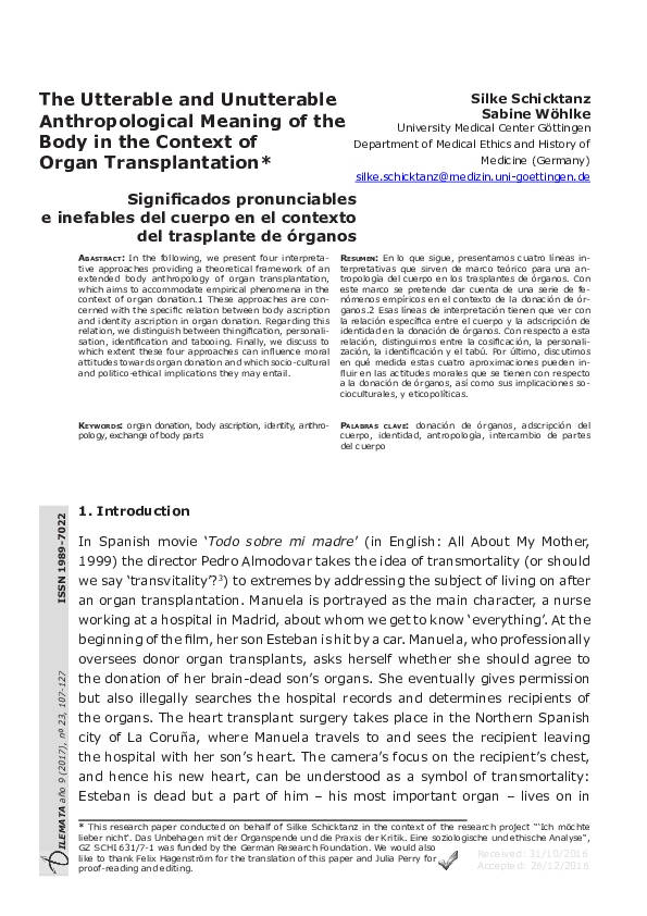 (PDF) The Utterable and Unutterable Anthropological Meaning of the Body ...
