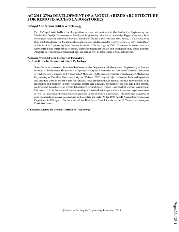 (PDF) Development of a Modularized Architecture for Remote-Access ...