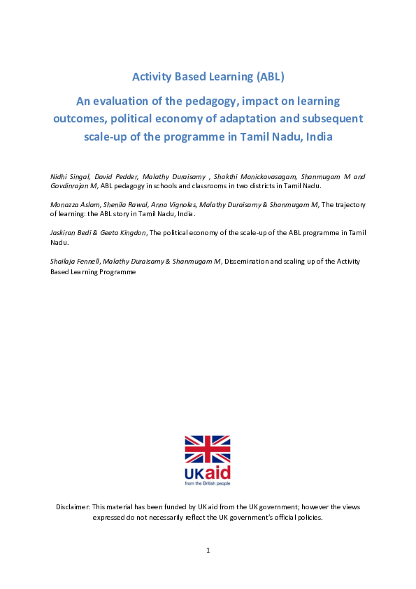 (PDF) Activity Based Learning (ABL) An evaluation of the pedagogy ...