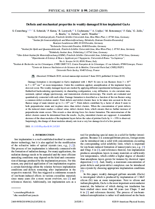 (PDF) Defects and mechanical properties in weakly damaged Si ion ...