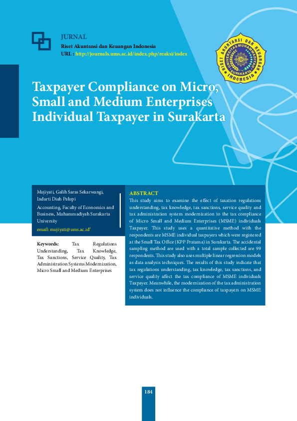 (PDF) Taxpayer Compliance on Micro, Small and Medium Enterprises ...