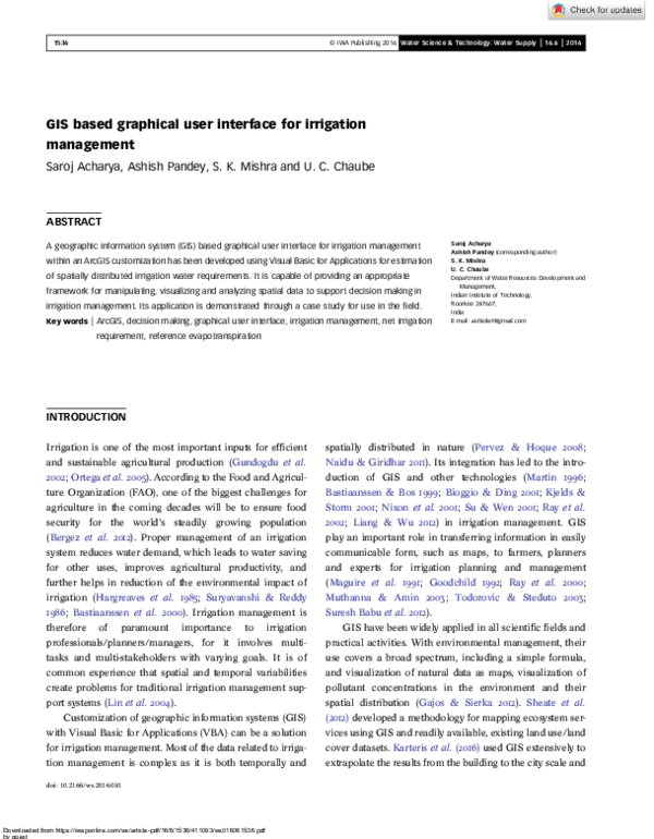 Pdf Gis Based Graphical User Interface For Irrigation Management