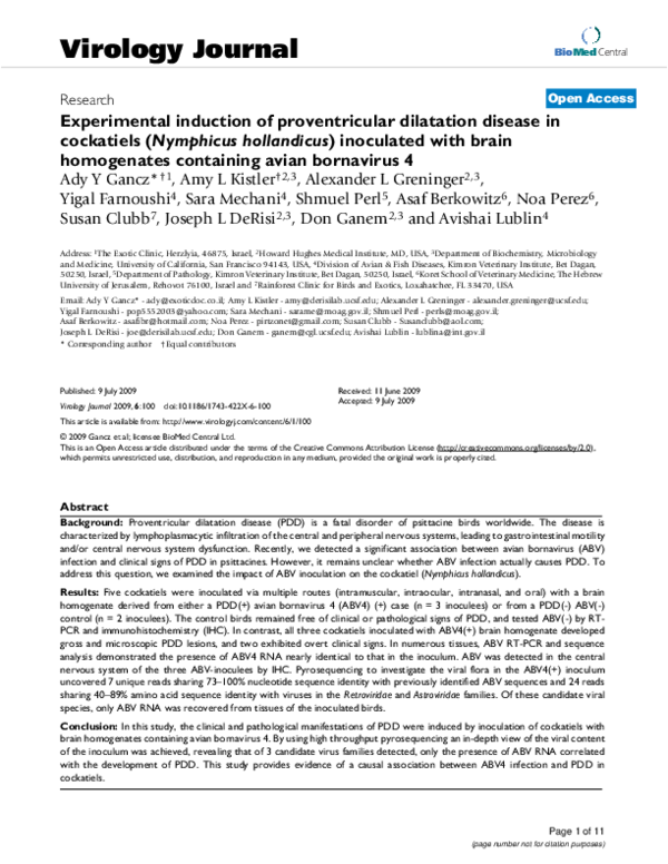 (PDF) Experimental induction of proventricular dilatation disease in ...
