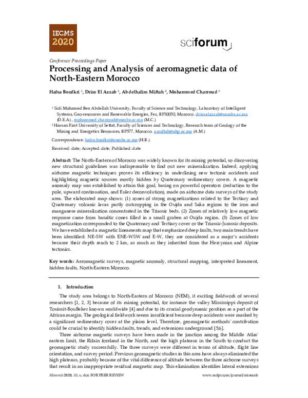 (PDF) Processing and Analysis of aeromagnetic data of North-Eastern Morocco