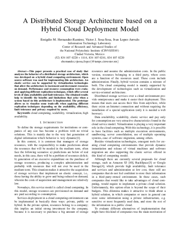(PDF) A Distributed Storage Architecture based on a Hybrid Cloud ...