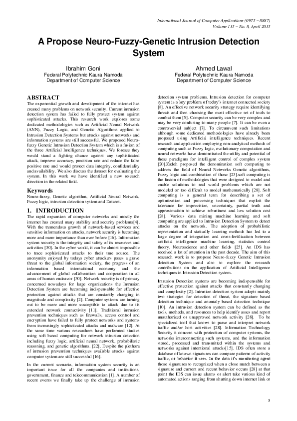 (PDF) 5 A Propose Neuro-Fuzzy-Genetic Intrusion Detection System
