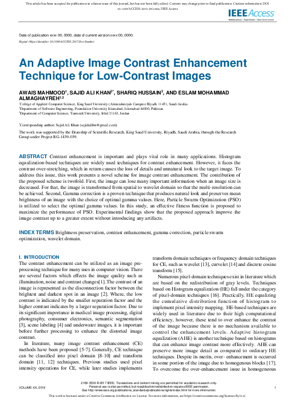 (PDF) An Adaptive Image Contrast Enhancement Technique for Low-Contrast ...