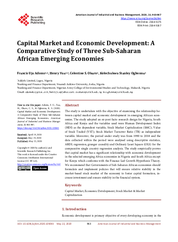 (PDF) Capital Market and Economic Development: A Comparative Study of ...