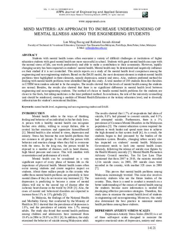 (PDF) Mind matters: an approach to increase understanding of mental ...