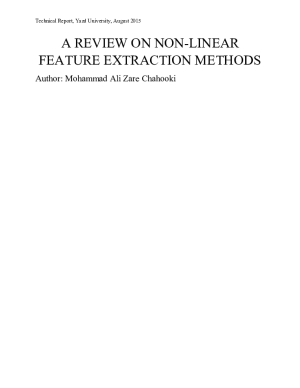 (PDF) A review on non-linear feature extraction methods