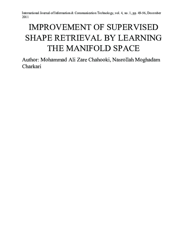 (PDF) Improvement of Supervised Shape Retrieval by Learning the Manifold Space