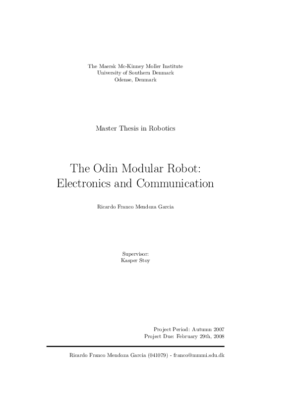 (PDF) The Odin Modular Robot: Electronics and Communication