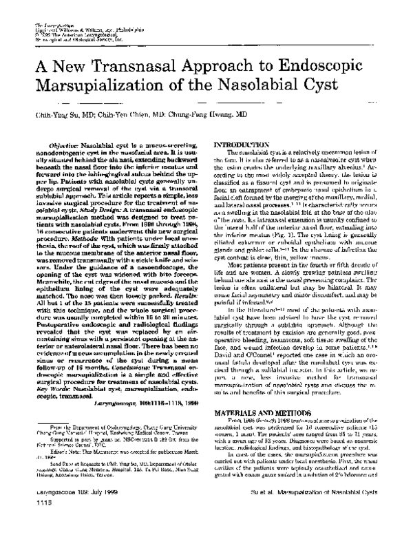 (PDF) A new transnasal approach to endoscopic marsupialization of the ...