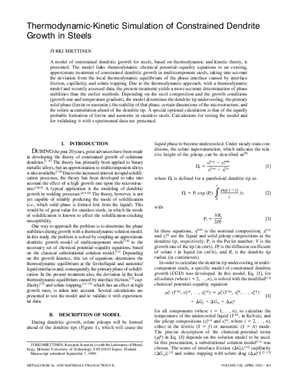 (PDF) Thermodynamic-kinetic simulation of constrained dendrite growth ...