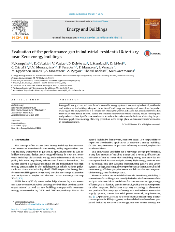 (PDF) Closing the Performance Gap in Near-Zero Energy Buildings