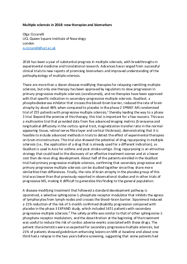 (PDF) Phase 2 Trial of Ibudilast in Progressive Multiple Sclerosis