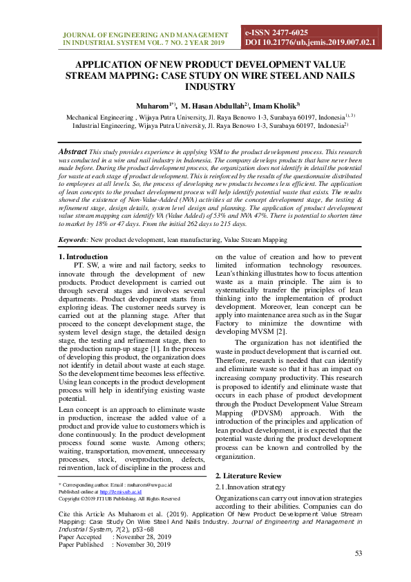 (PDF) Lean Manufacturing Implementation for New Product Development Effectiveness: Case Study on ...