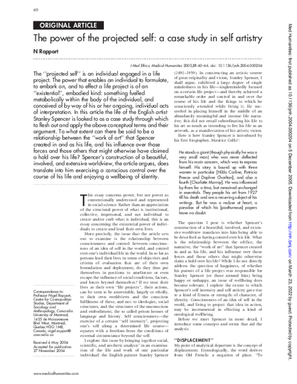 (PDF) The power of the projected self: a case study in self artistry