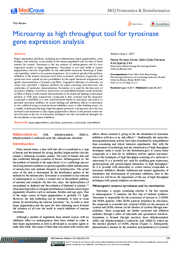 (PDF) Microarray as High Throughput Tool for Tyrosinase Gene Expression ...
