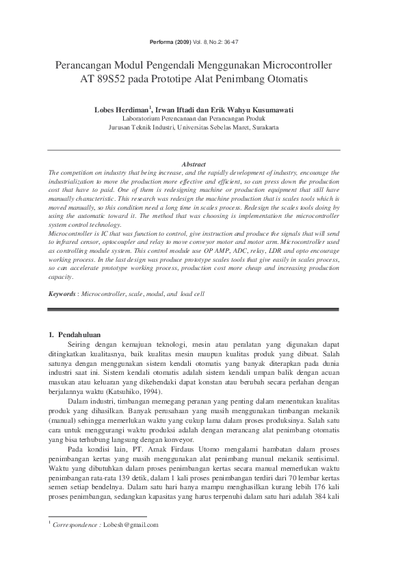 (PDF) Perancangan Modul Pengendali Menggunakan Microcontroller AT 89S52 pada Prototipe Alat ...