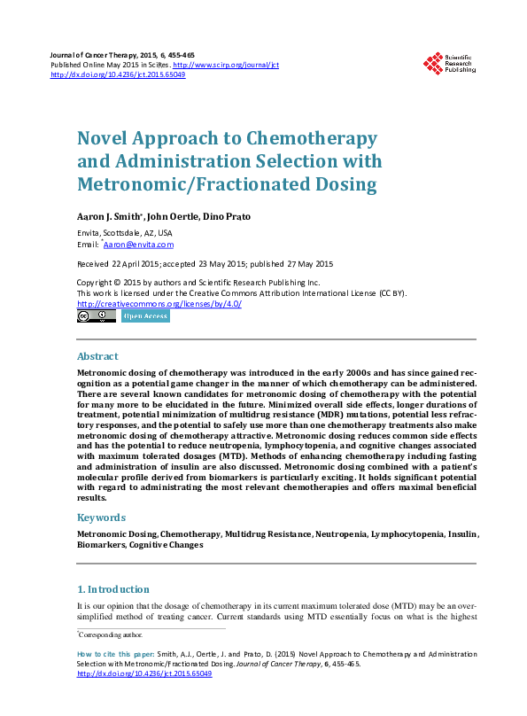 (PDF) Novel Approach to Chemotherapy and Administration Selection with ...