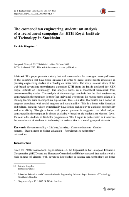 (PDF) The cosmopolitan engineering student: an analysis of a ...