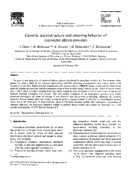 Pdf Growth Microstructure And Sintering Behavior Of Nanosized