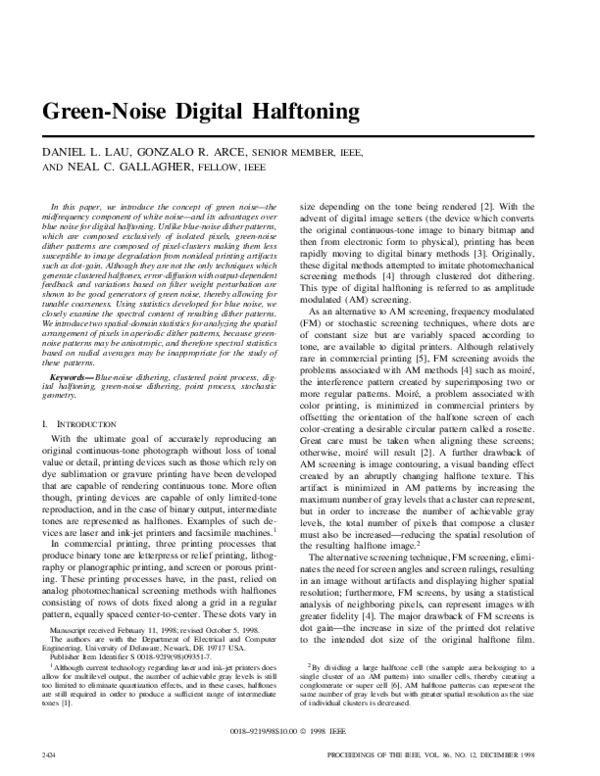 (PDF) Green-noise digital halftoning