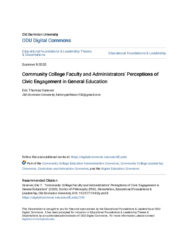 (PDF) Community College Faculty and Administrators' Perceptions of ...