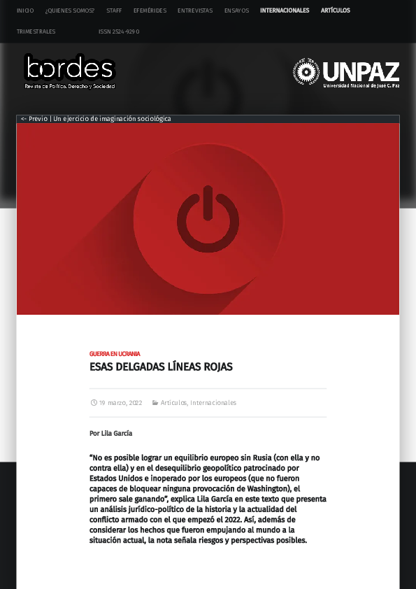 (PDF) Esas delgadas líneas rojas. A propósito del conflicto en ...