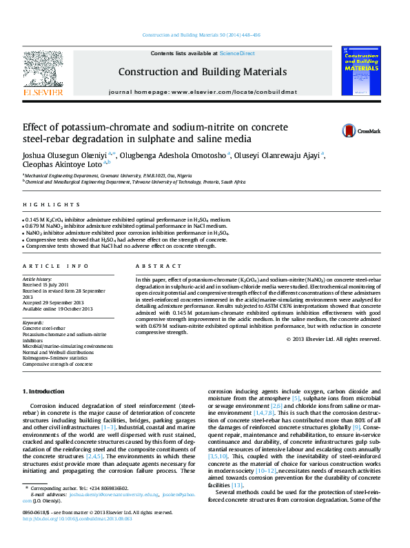 (PDF) Effect of potassium-chromate and sodium-nitrite on concrete steel ...
