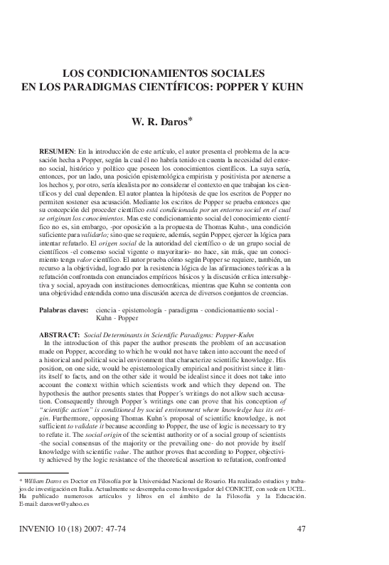 (PDF) Los Condicionamientos Sociales en Los Paradigmas Científicos ...
