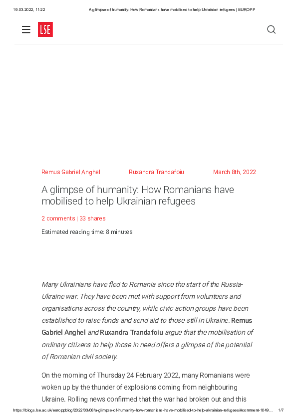 (PDF) A glimpse of humanity. How Romanians have mobilised to help ...