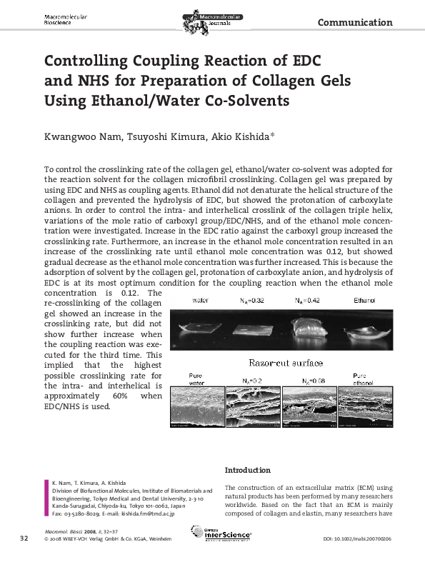 (PDF) Controlling Coupling Reaction of EDC and NHS for Preparation of ...