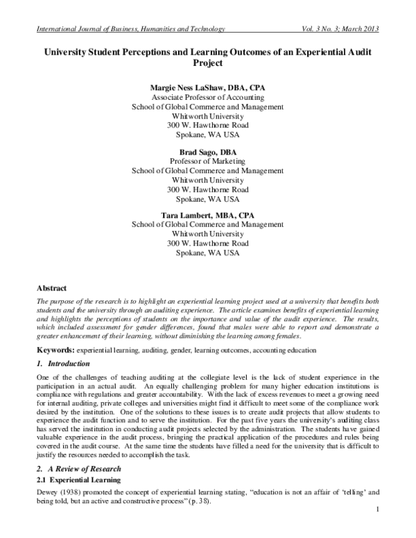 (PDF) University Student Perceptions and Learning Outcomes of an ...